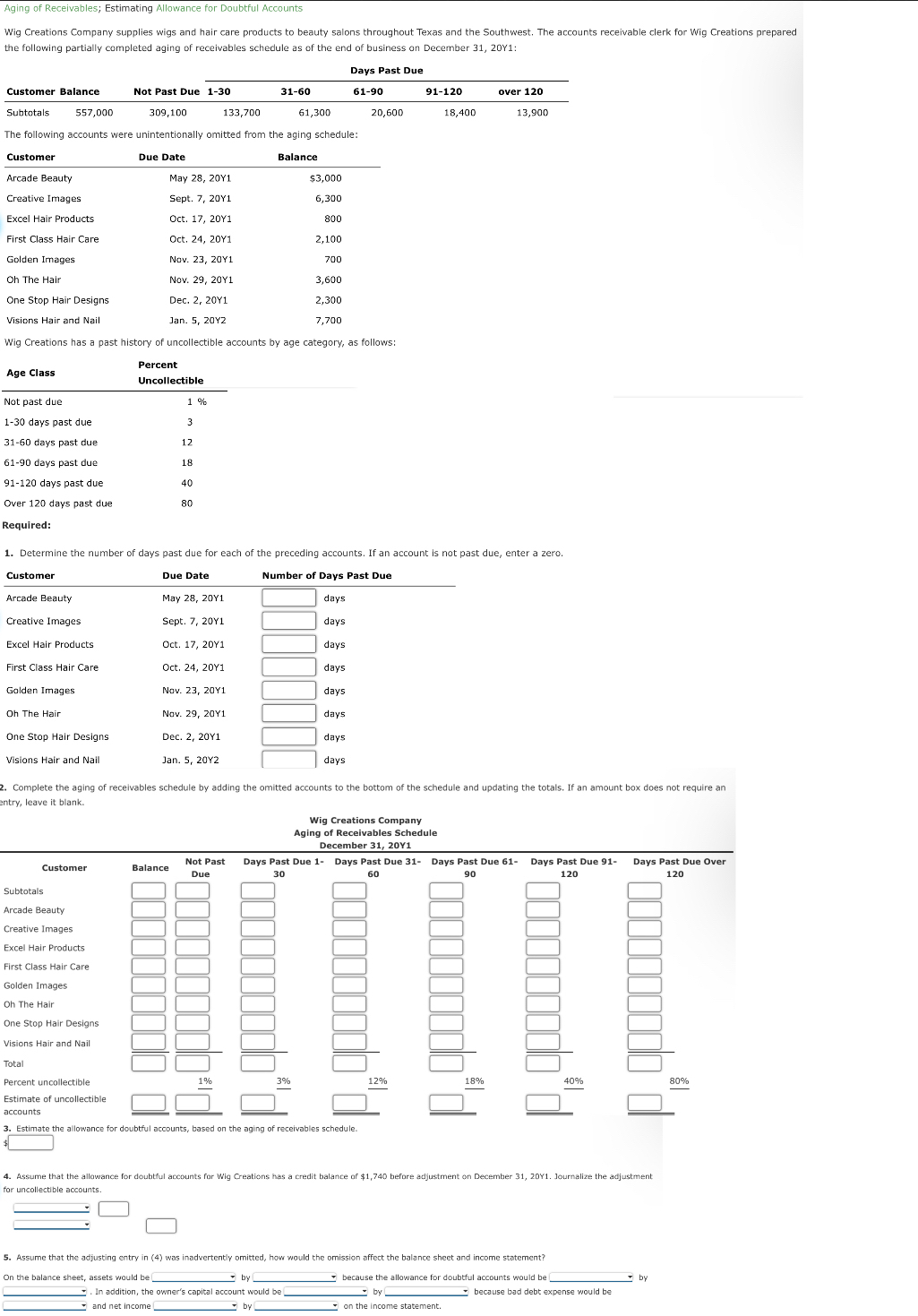 Estimating Allowance for Doubtful Accounts | Chegg.com