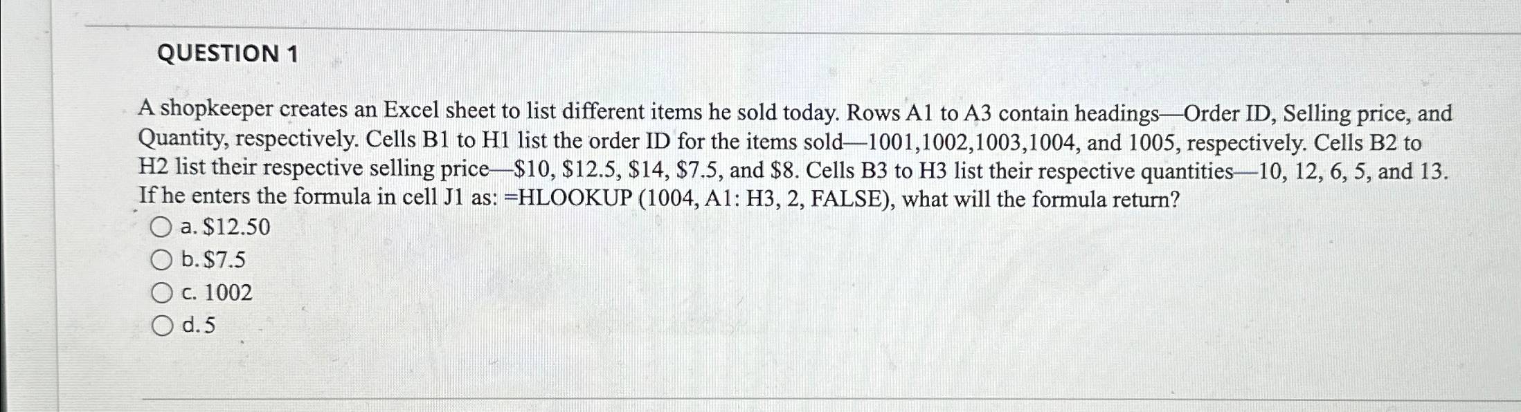 Solved QUESTION 1A shopkeeper creates an Excel sheet to list | Chegg.com