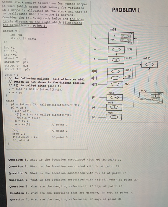 Solved Problem 1 Assume Stack Memory Allocation For Nested 4780