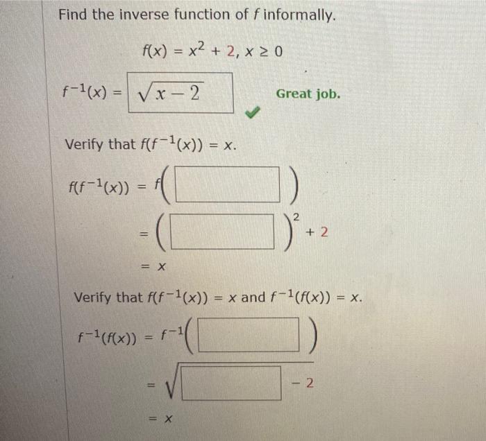Solved Find the inverse function of f informally. | Chegg.com