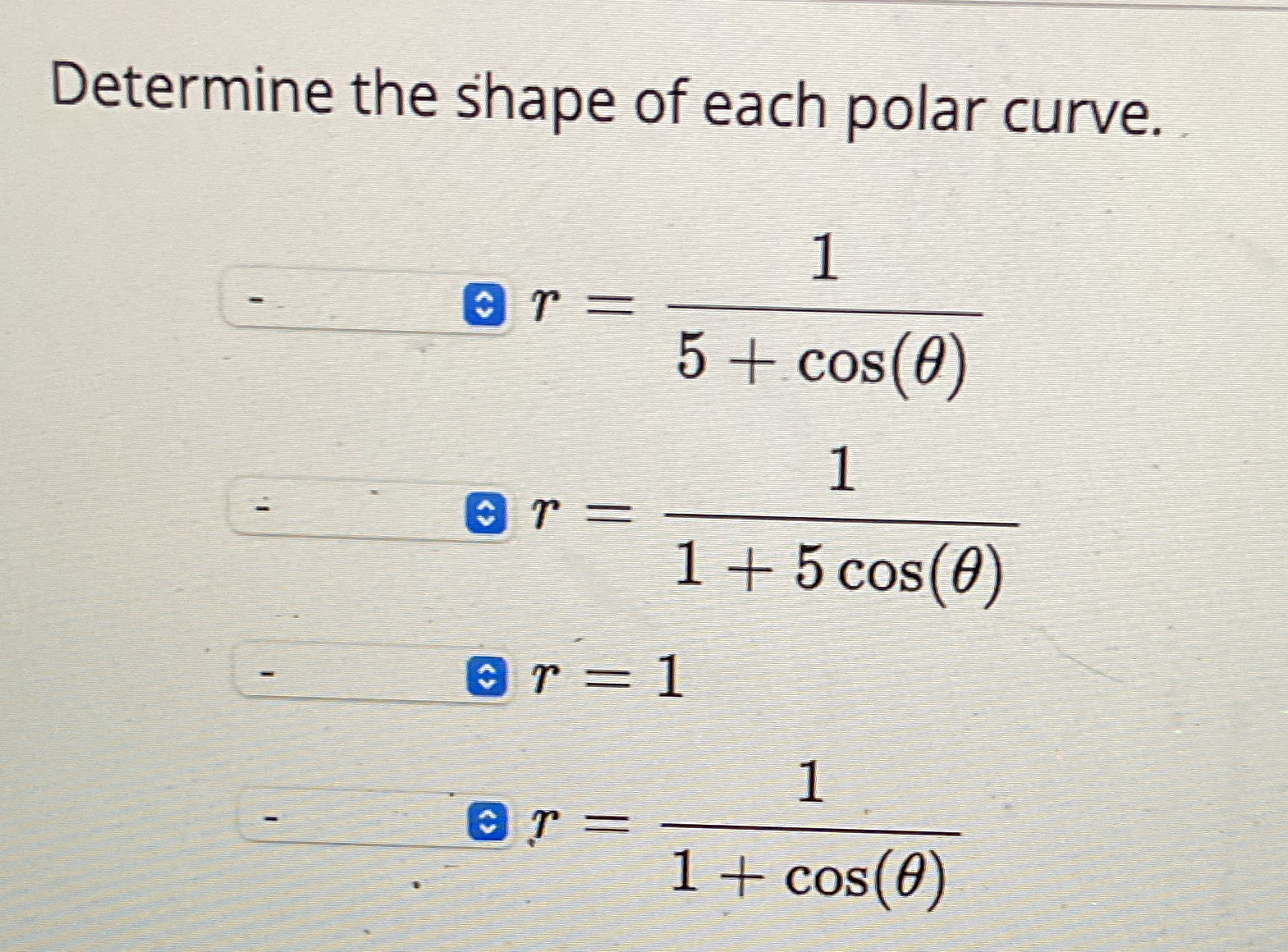 Solved Determine the shape of each polar | Chegg.com