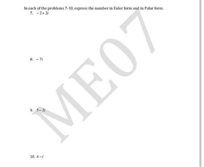 Solved In each of the problems 7-10, express the number in | Chegg.com