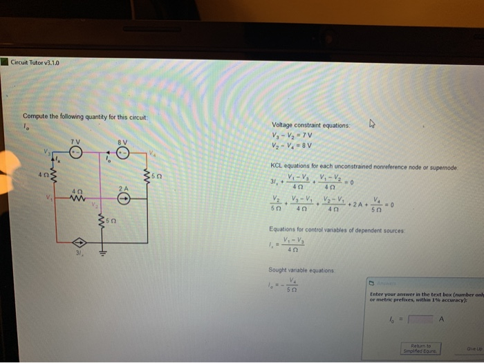 Solved Circuit Tutor v3.1.0 Compute the following quantity | Chegg.com