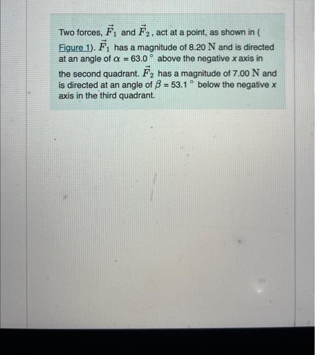 Solved Two forces, F1 and F2, act at a point, as shown in ( | Chegg.com