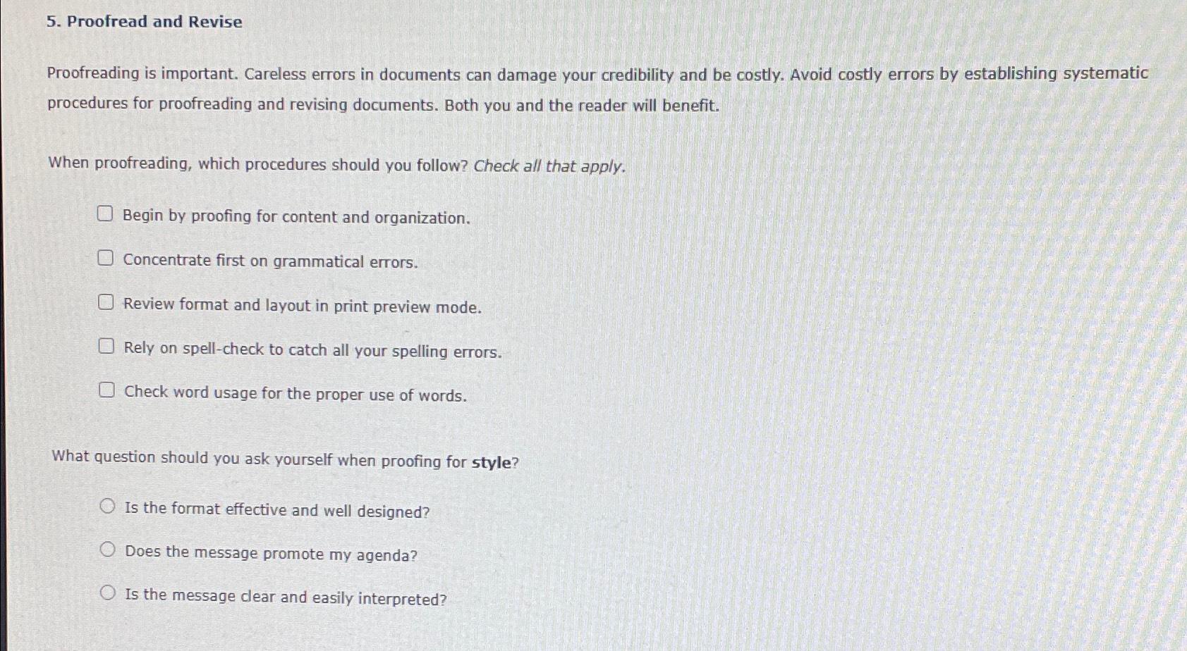 Solved Proofread and ReviseProofreading is important. | Chegg.com