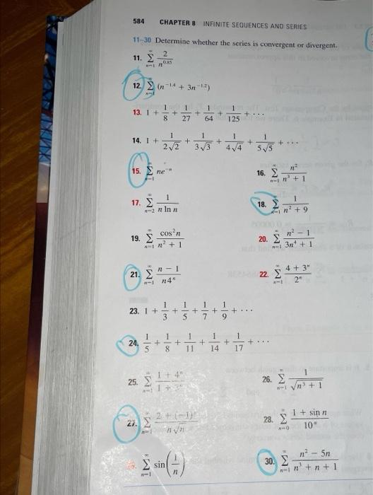 Solved 584 CHAPTER 8 INFINITE SEQUENCES AND SERIES 11 30 | Chegg.com