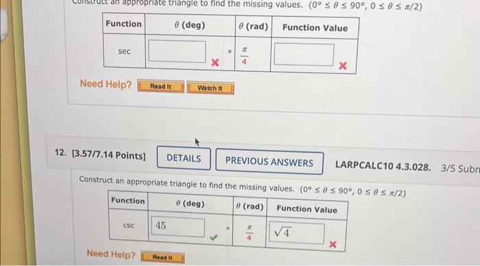 Solved Construct an appropriate triangle to find the missing | Chegg.com