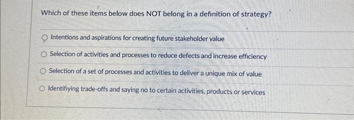 Solved Which of these items below does NOT belong in a | Chegg.com