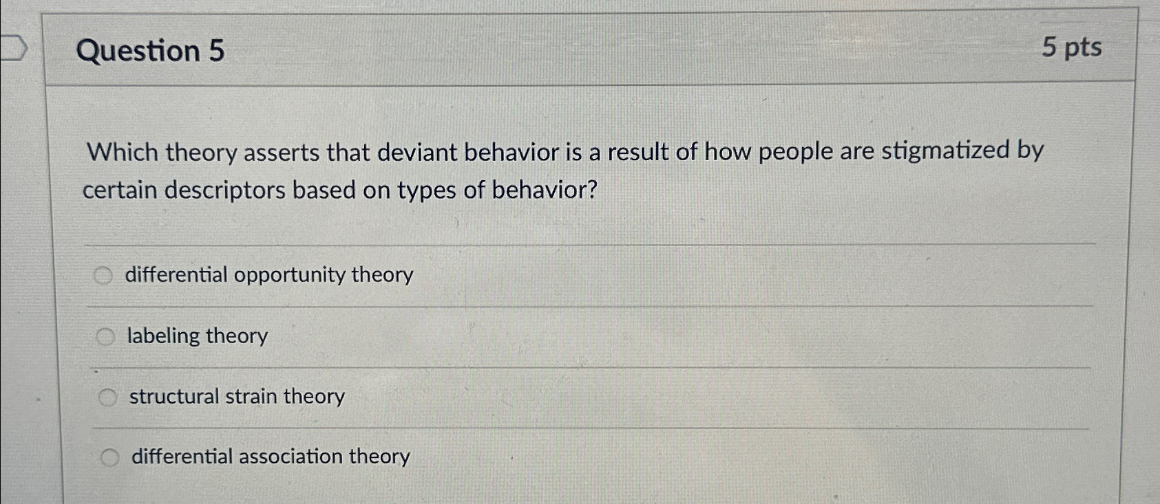 Solved Question 55 ﻿ptsWhich theory asserts that deviant | Chegg.com