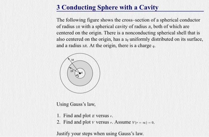 Solved 3 Conducting Sphere with a Cavity The following | Chegg.com