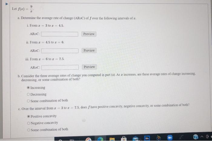 Solved 9 Let f(x) a. Determine the average rate of change | Chegg.com