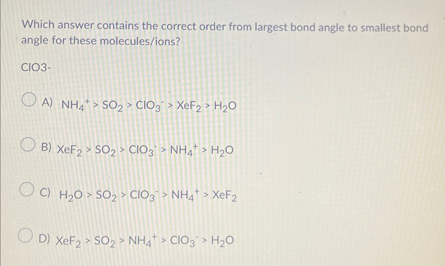 Solved Which answer contains the correct order from largest | Chegg.com