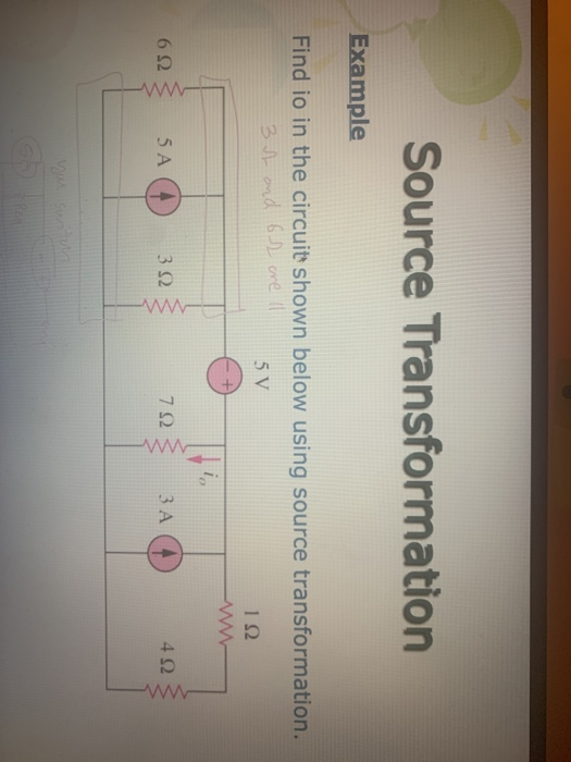 Solved Source Transformation Example Find Io In The Circuit