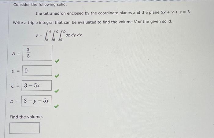Solved Consider the following solid. the tetrahedron | Chegg.com