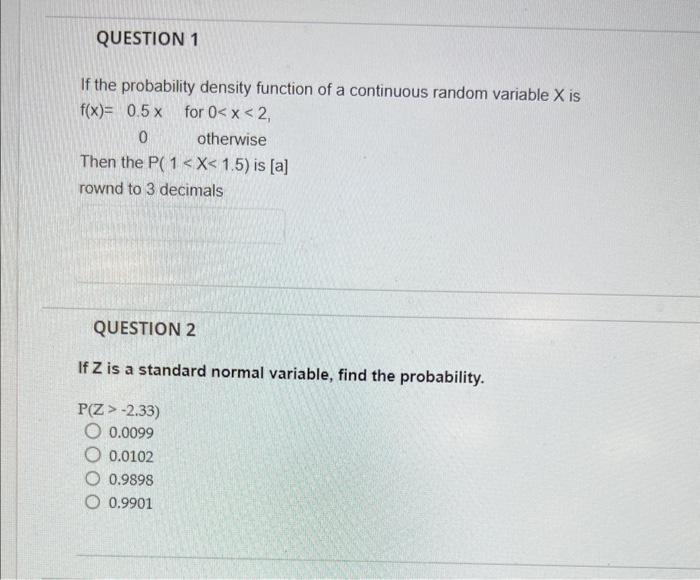 Solved If the probability density function of a continuous | Chegg.com