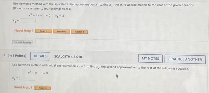 Solved Use Newton's method with the specified initial | Chegg.com