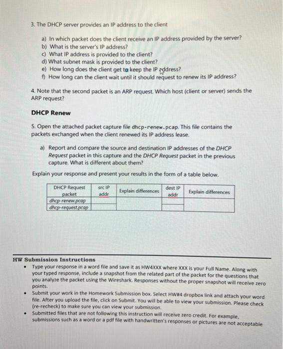 Solved DHCP Packet Analysis This exercise involves using | Chegg.com