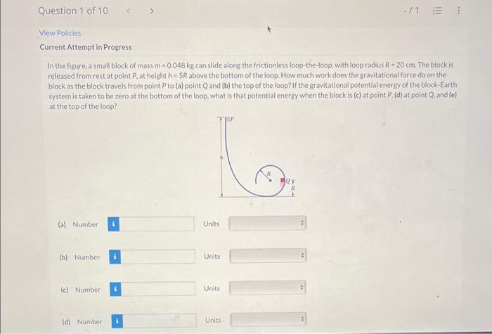 Solved In the figure, a small block of mass m=0.048 kg can | Chegg.com