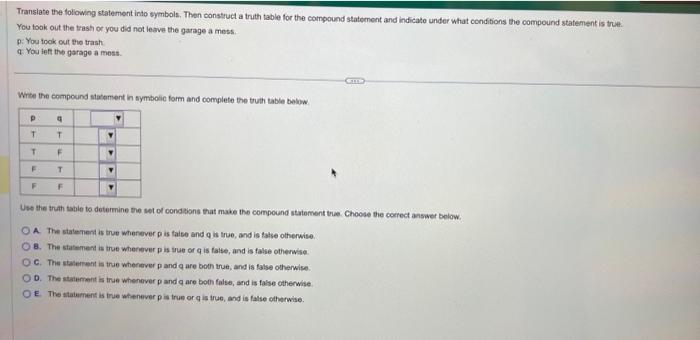 Solved Tramelate the folowing statement into symbols. Then | Chegg.com Solved Tramelate the folowing statement into symbols. Then | Chegg.com