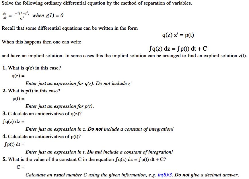 Solved Solve the following ordinary differential equation by | Chegg.com
