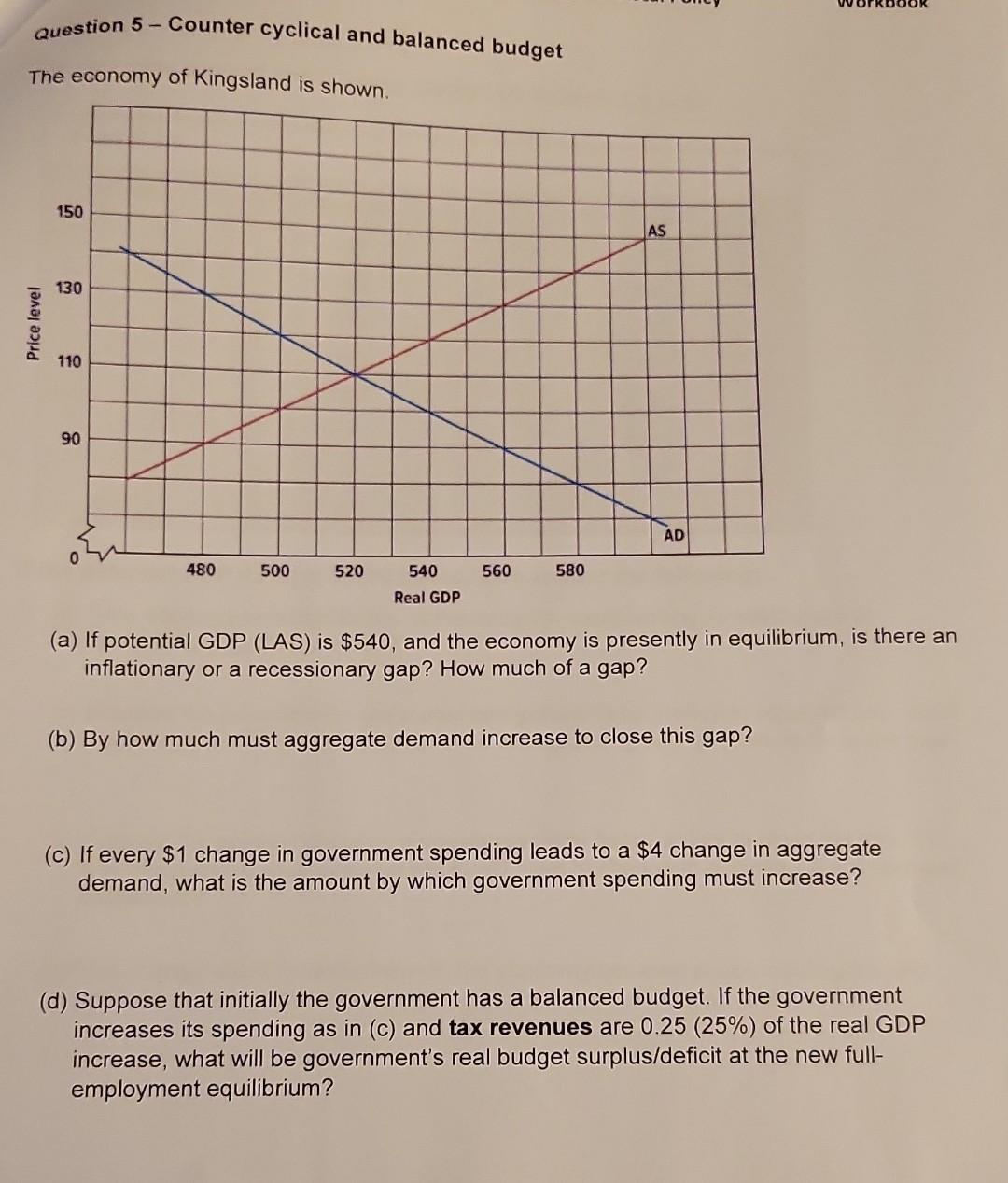Solved question 5 - Counter cyclical and balanced budget The | Chegg.com