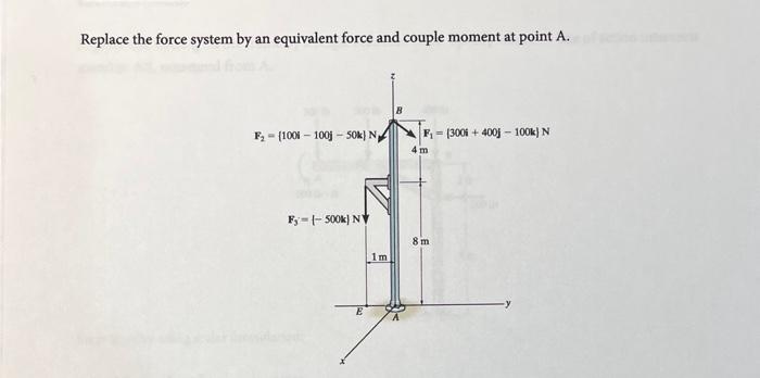 Solved Replace the force system by an equivalent force and | Chegg.com