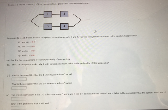Solved Consider a system consisting of four components, as | Chegg.com