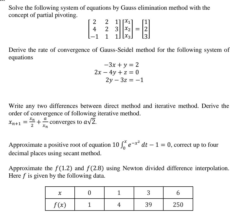 Solved Solve the following system of equations by Gauss | Chegg.com