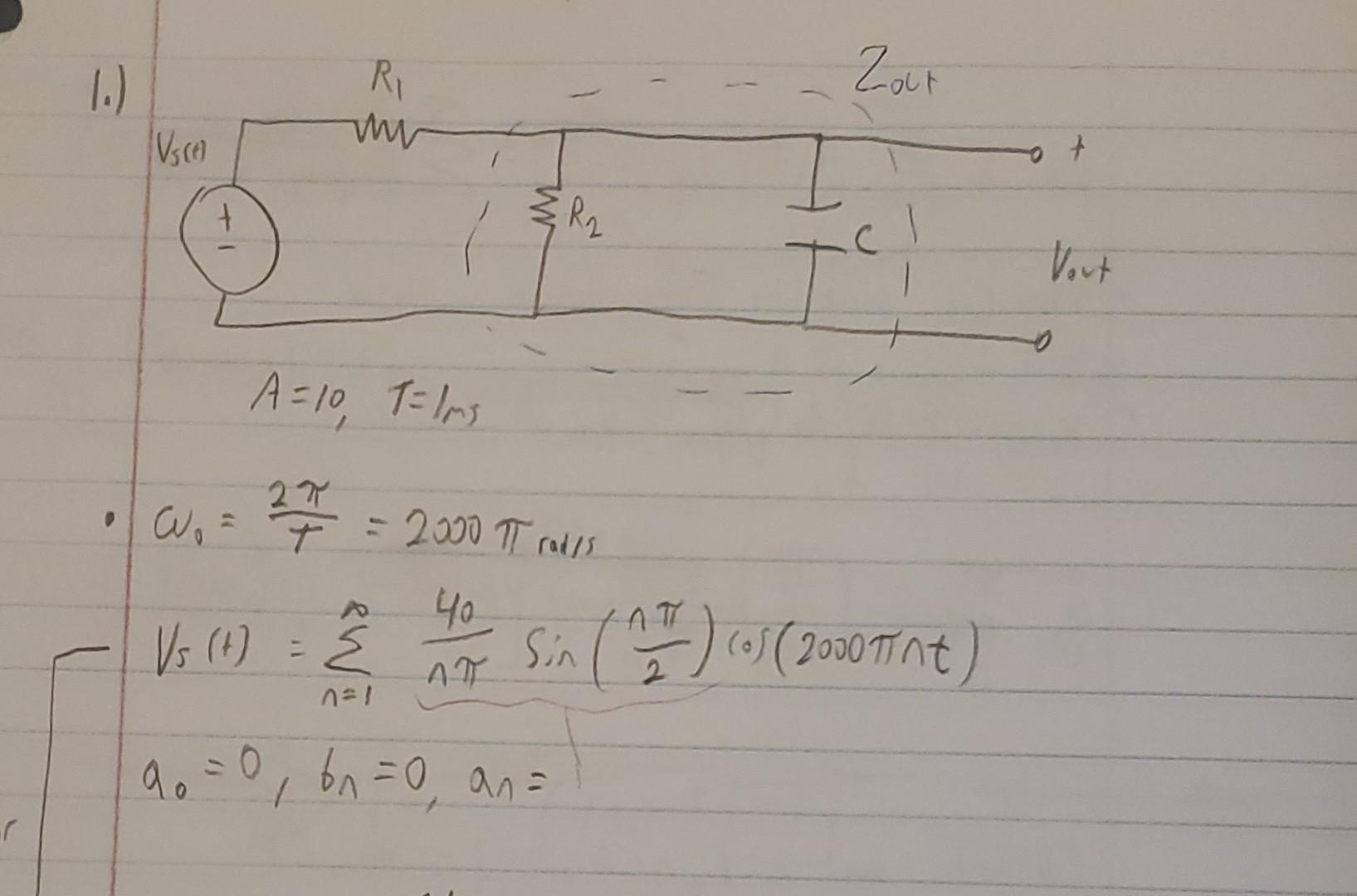 The voltage source vs(t) in the circuit below | Chegg.com