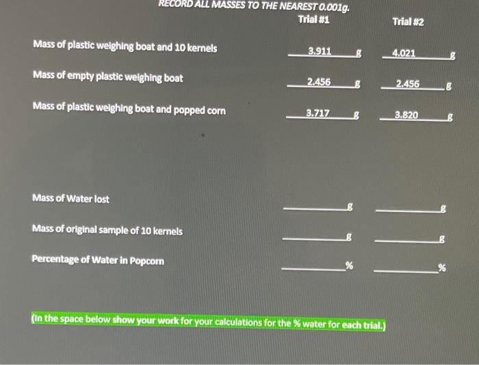 Solved CALCULATIONS: 1. Calculate the mass of water lost by | Chegg.com