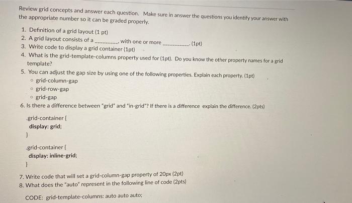 Solved Review grid concepts and answer each question. Make | Chegg.com