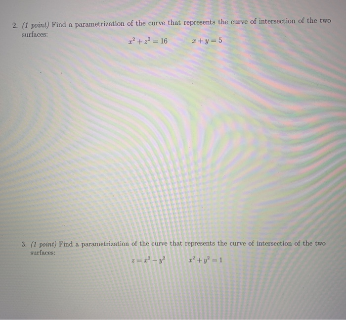 Solved 2. (1 point) Find a parametrization of the curve that | Chegg.com