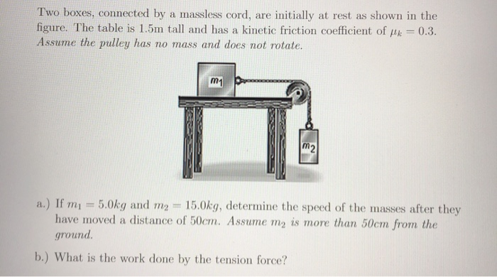 Solved Two boxes, connected by a massless cord, are | Chegg.com