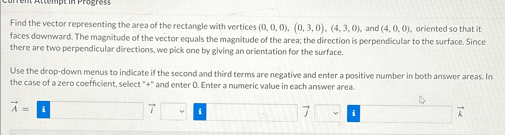 Solved Find the vector representing the area of the | Chegg.com