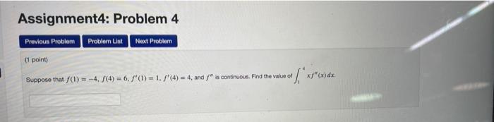 Solved Assignment4 Problem 4 Previoun Problem Problem List 