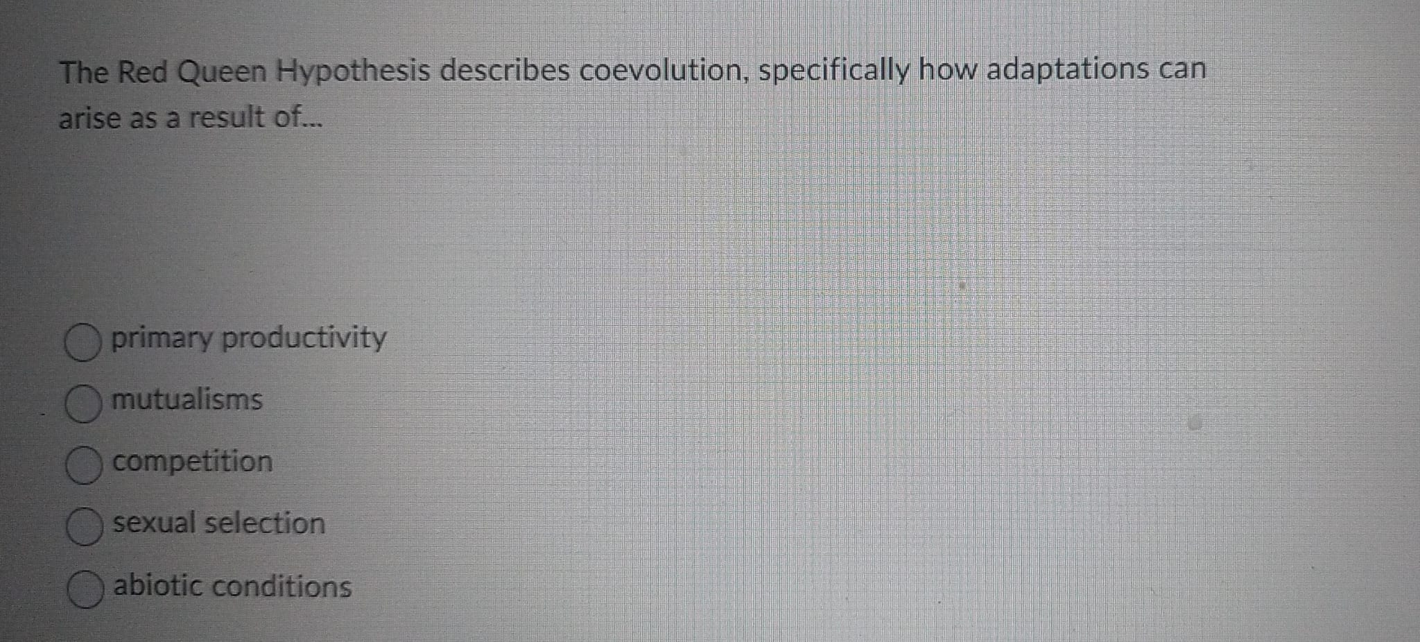 Solved The Red Queen Hypothesis describes coevolution, | Chegg.com