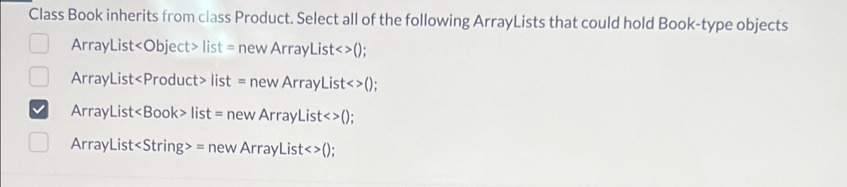 Solved Class Book inherits from class Product. Select all of | Chegg.com