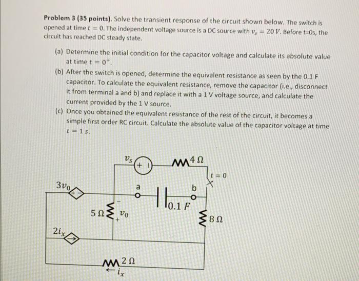 Solved Problem 3 (35 points). Solve the transient response | Chegg.com