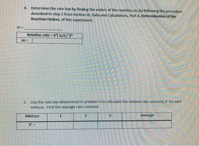 Solved 4. Determine the rate law by finding the orders of | Chegg.com