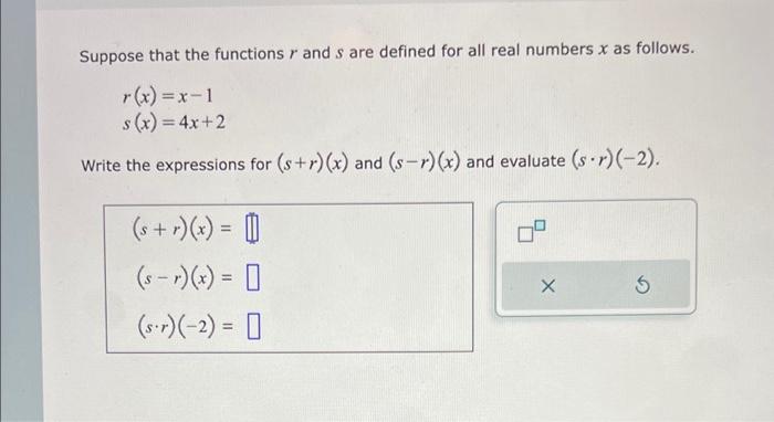 Solved Suppose that the functions r and s are defined for | Chegg.com