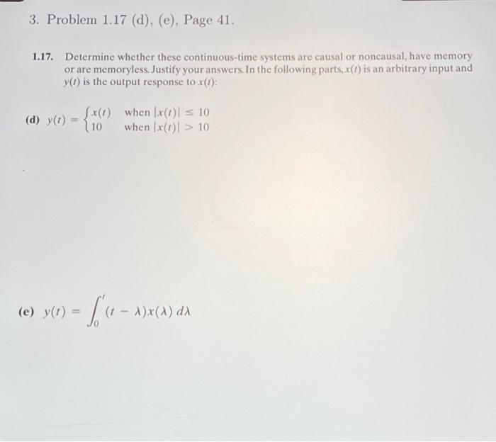 Solved 3. Problem 1.17 (d), (e), Page 41. 1.17. Determine | Chegg.com
