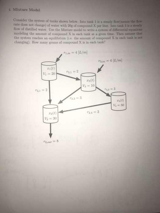 Solved 4. Mixture Model Consider the system of tanks shown | Chegg.com