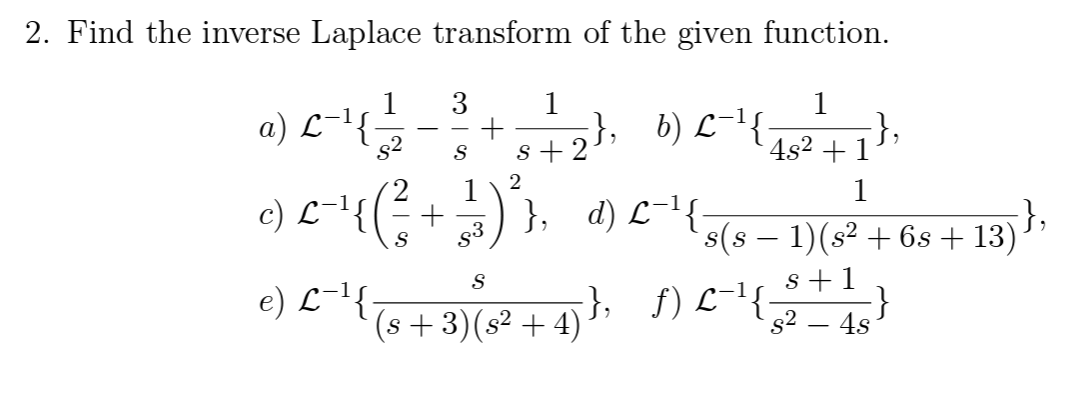 Solved Find the inverse Laplace transform of the given | Chegg.com