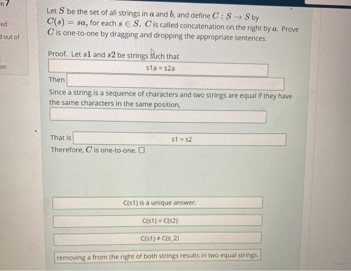 Solved -n 7 ed out of Let S be the set of all strings in a | Chegg.com