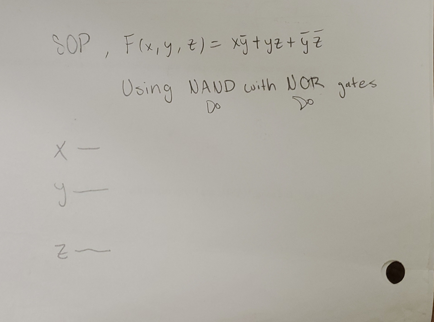 Solved I need help drawing the expression of F(x,y,z)Using | Chegg.com