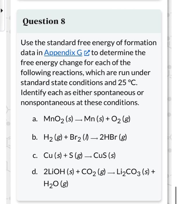 Solved Use the standard free energy of formation data in | Chegg.com
