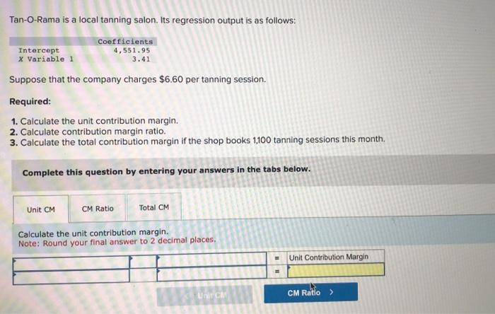 Solved Tan-O-Rama is a local tanning salon. Its regression | Chegg.com