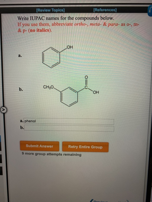Solved [Review Topics) [References) Write IUPAC names for | Chegg.com