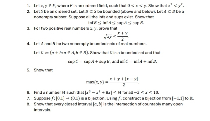 Solved Let x,yinF, where F ﻿is an ordered field, such that | Chegg.com
