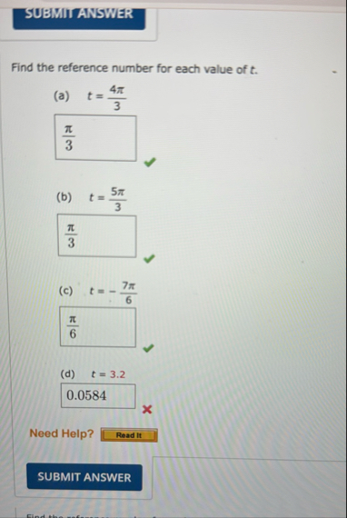 Solved SUBMITANSWERFind the reference number for each value | Chegg.com